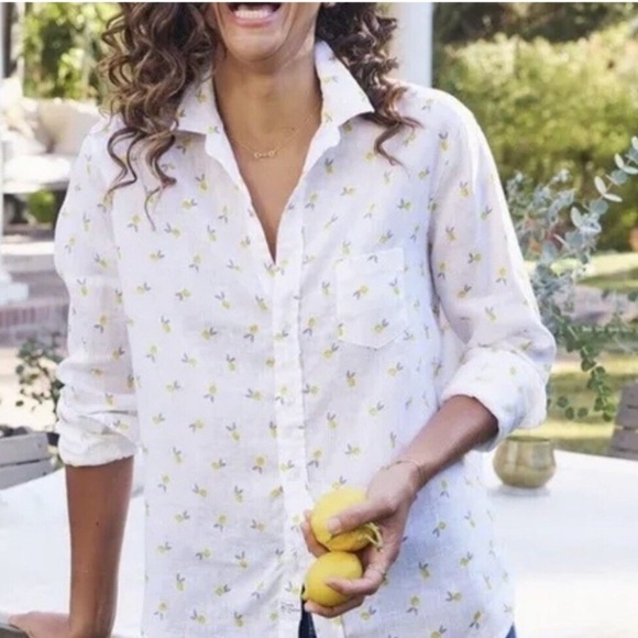 Frank & Eileen | Tops | Frank Eileen Eileen White Yellow Lemon Print ...